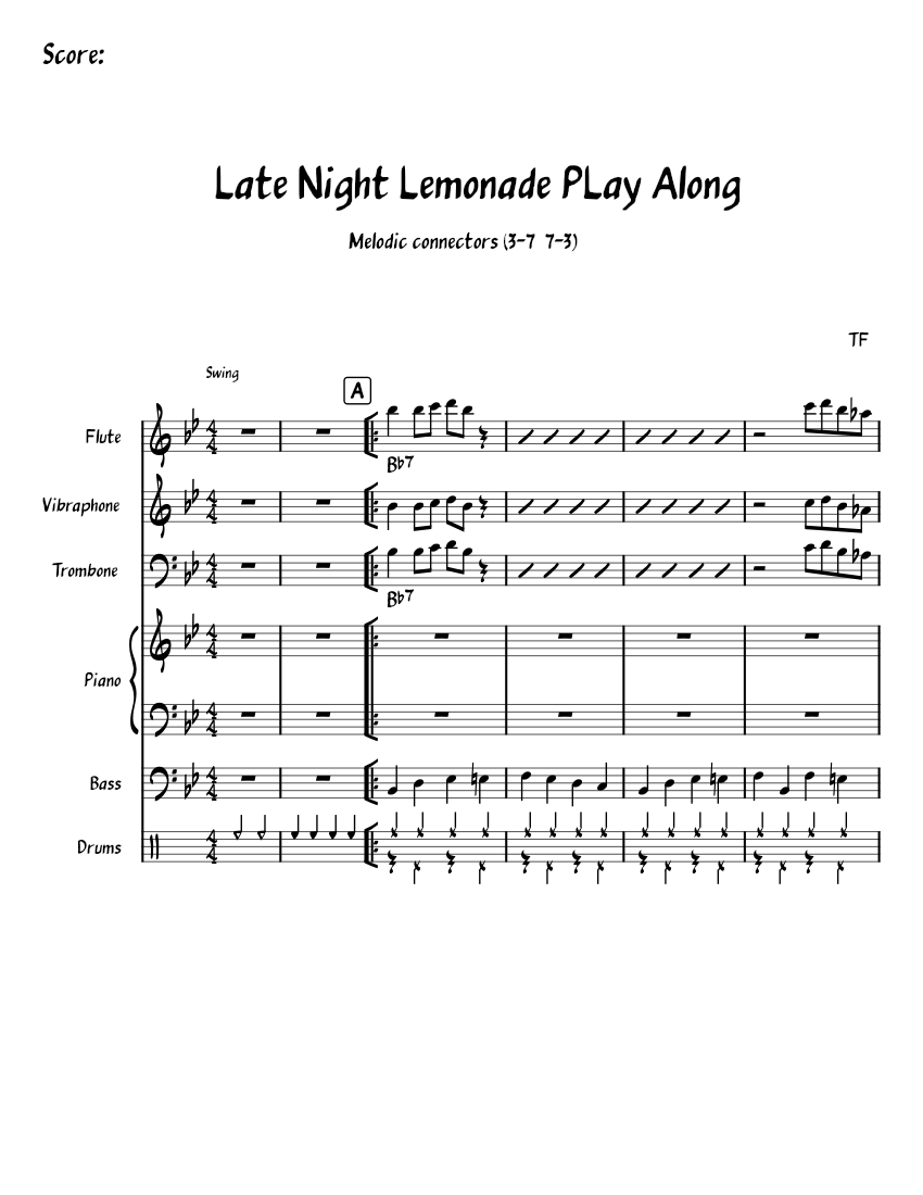 Late Night Lemonade PLay Along Sheet music for Piano, Trombone, Flute ...