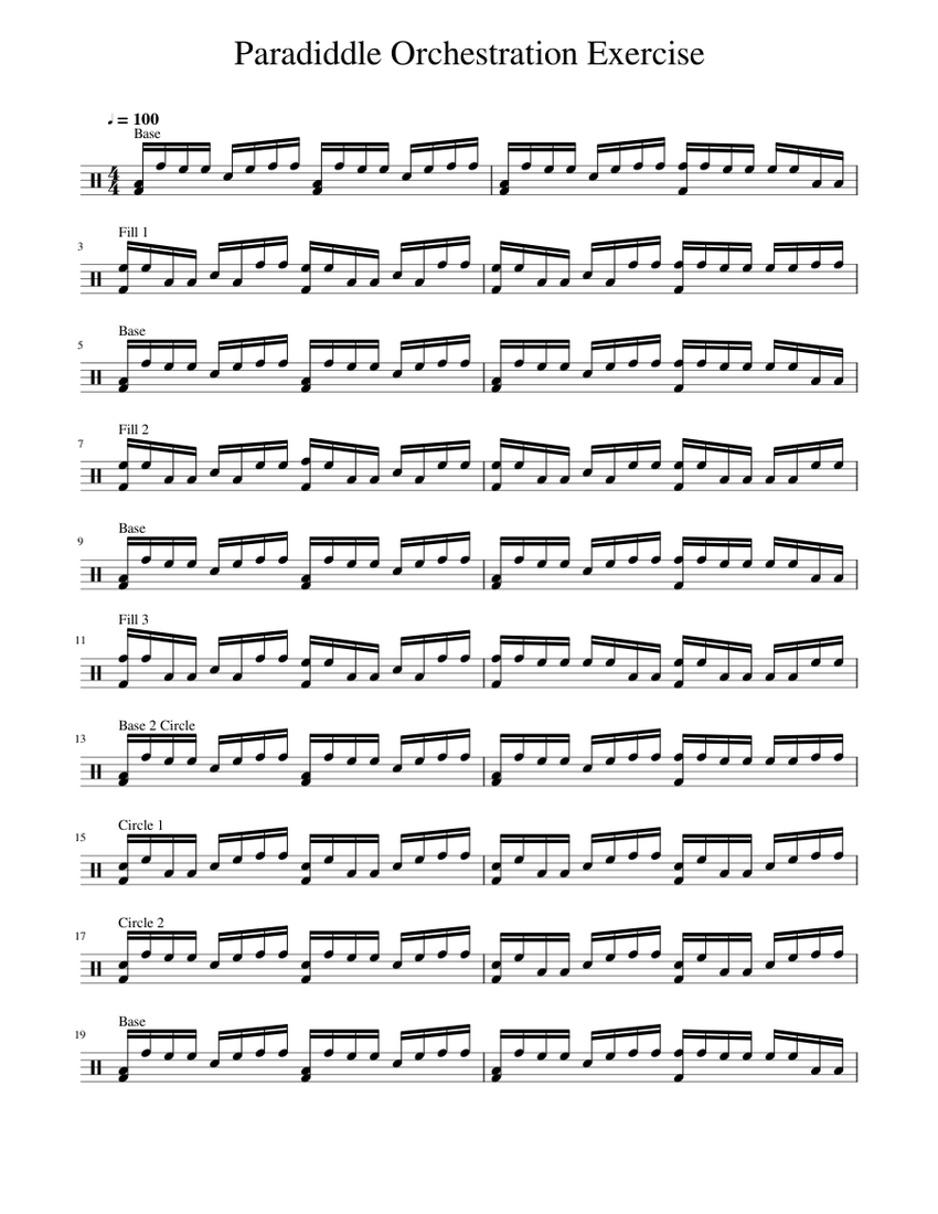 Paradiddle Orchestration Exercise Sheet music for Drum group (Solo) | Musescore.com