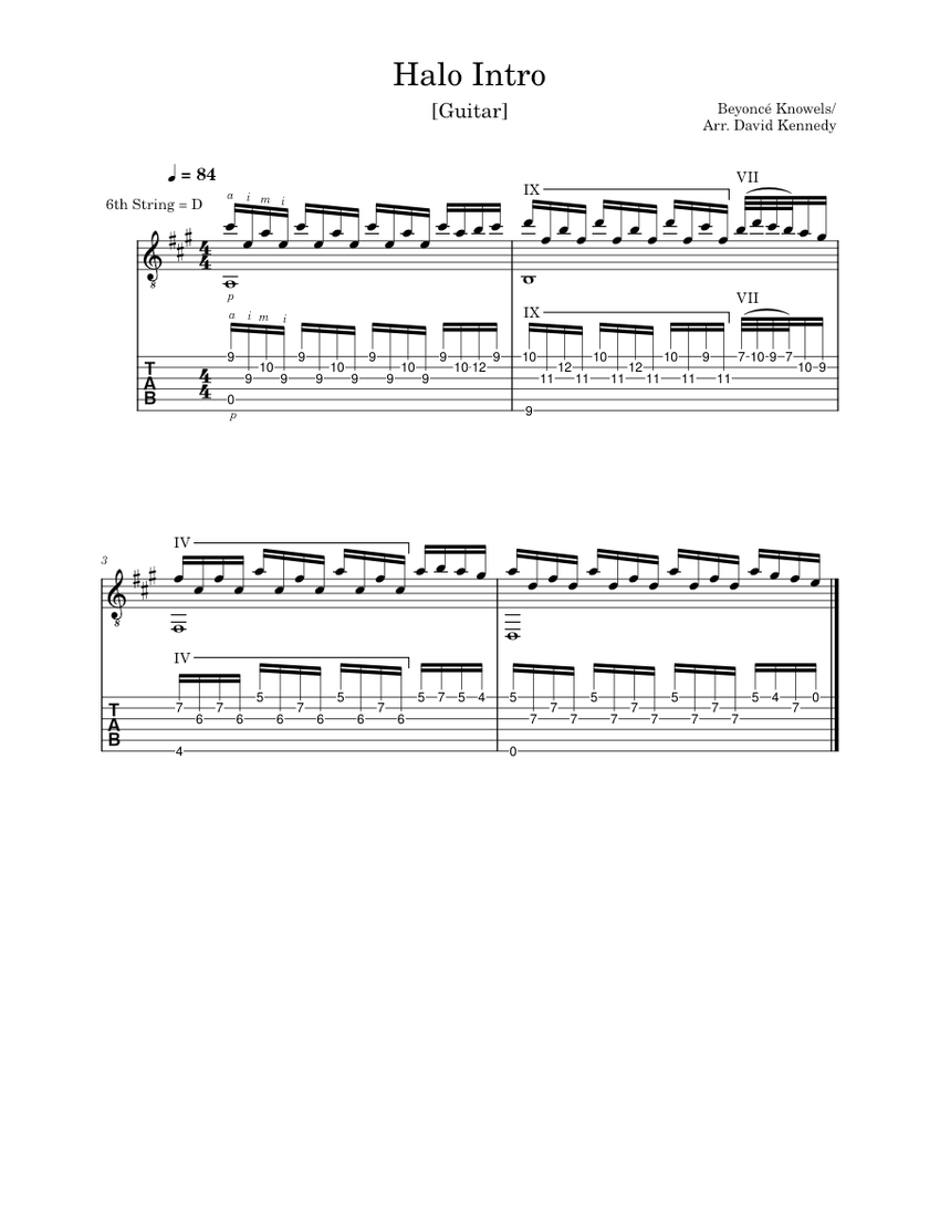 Halo Intro Sheet Music for Guitar (Solo) | MuseScore.com