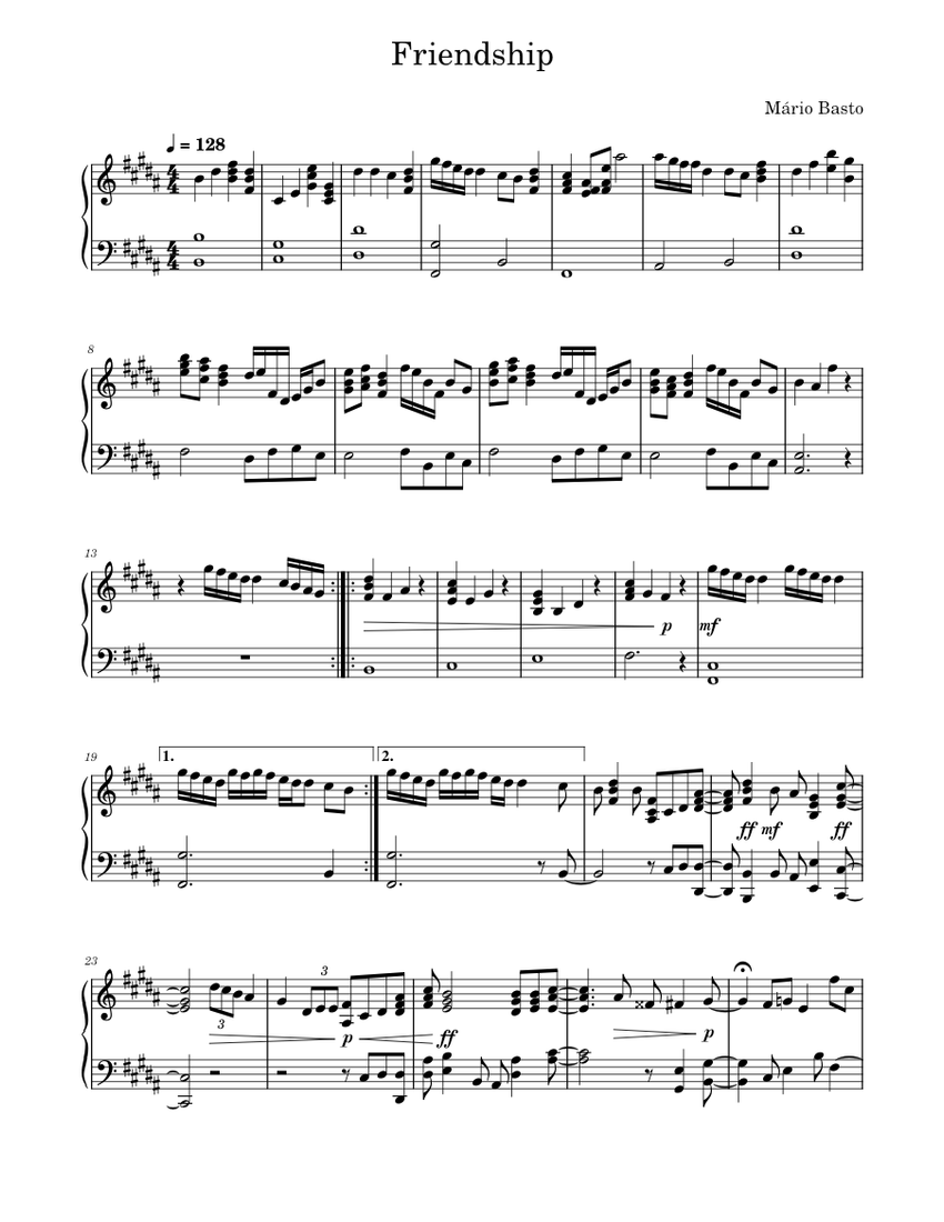 Friendship Sheet Music for Piano (Solo) | MuseScore.com