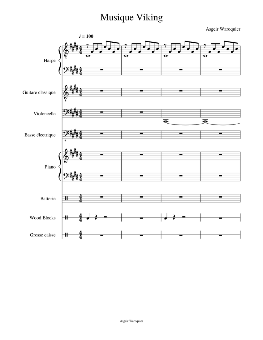 Musique Viking Sheet Music for Piano, Cello, Guitar, Bass guitar & more ...