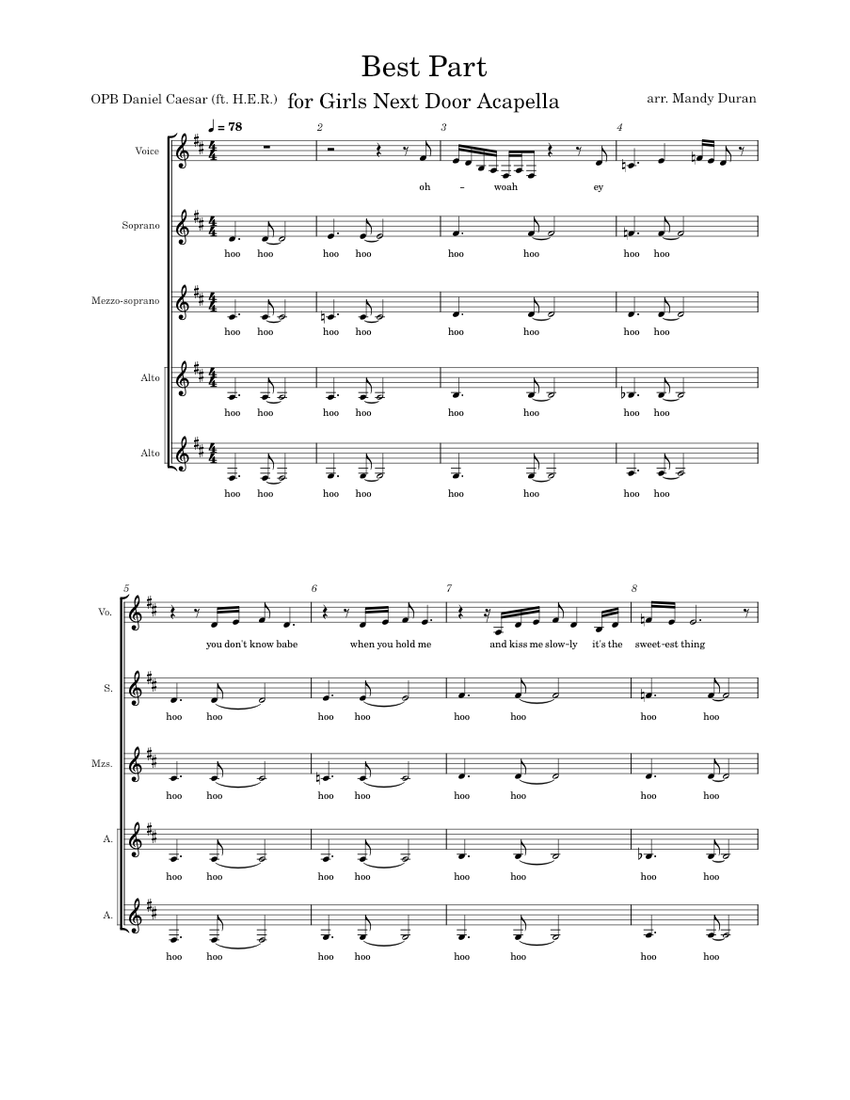 Best part – Daniel Caesar Sheet Music for Soprano, Alto, Vocals, Mezzo ...