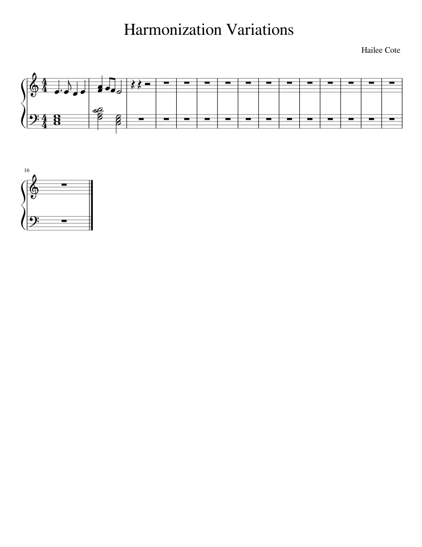 Harmonization Variations Sheet music for Piano (Solo) Easy | Musescore.com