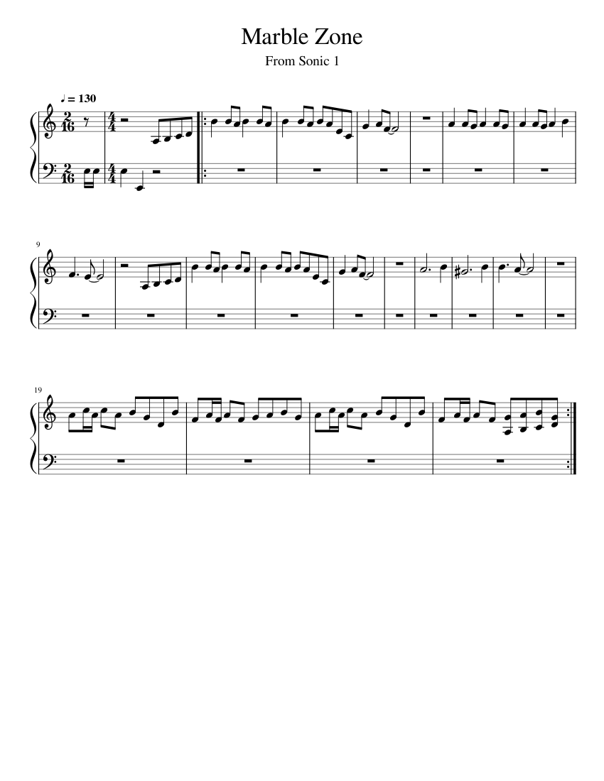 Marble Zone (Sonic 1) Sheet Music for Piano (Solo) Easy | MuseScore.com