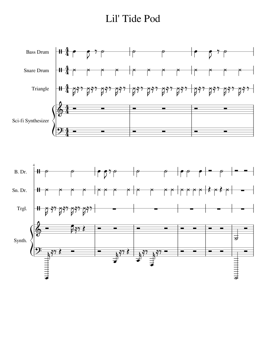 Lil Tide Pod Sheet music for Snare drum, Bass drum, Triangle ...