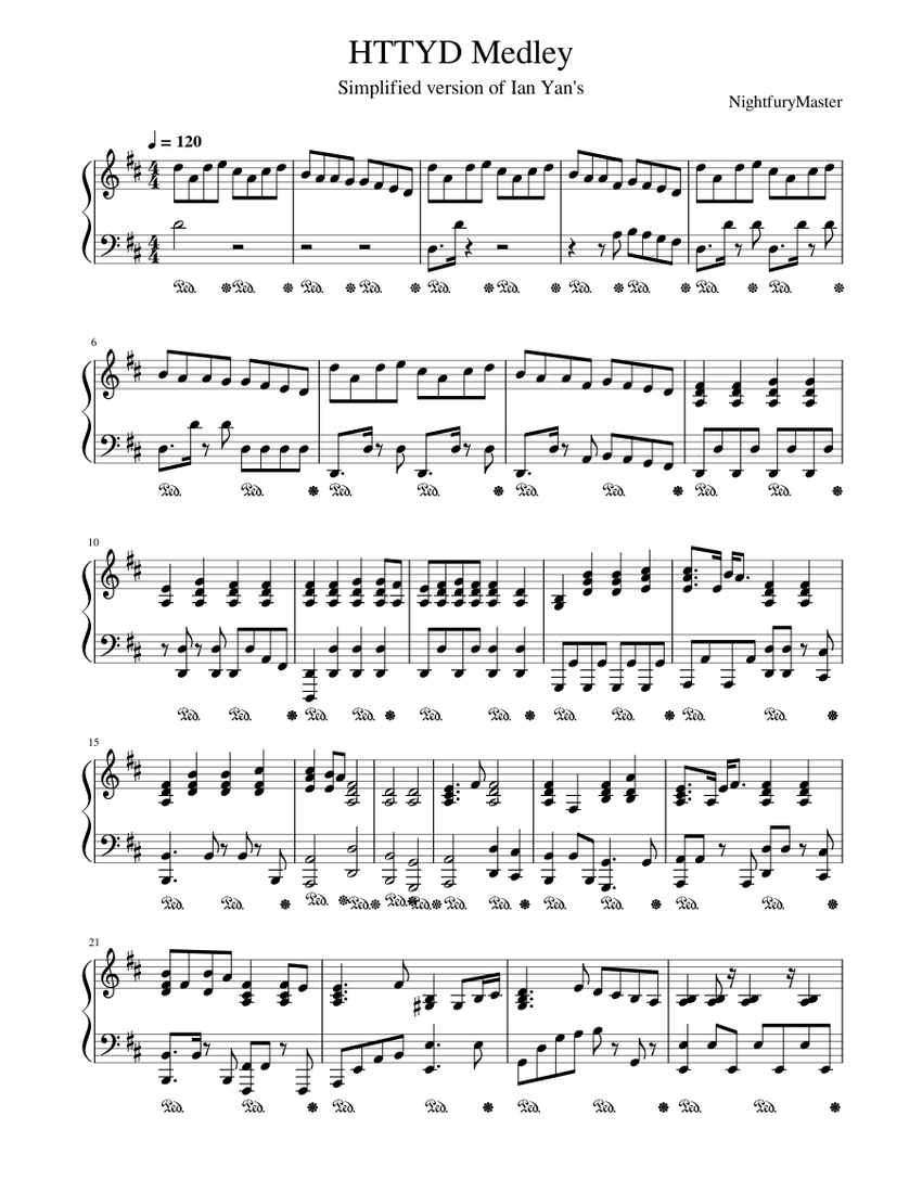 HTTYD Medley Sheet Music for Piano (Solo) | MuseScore.com