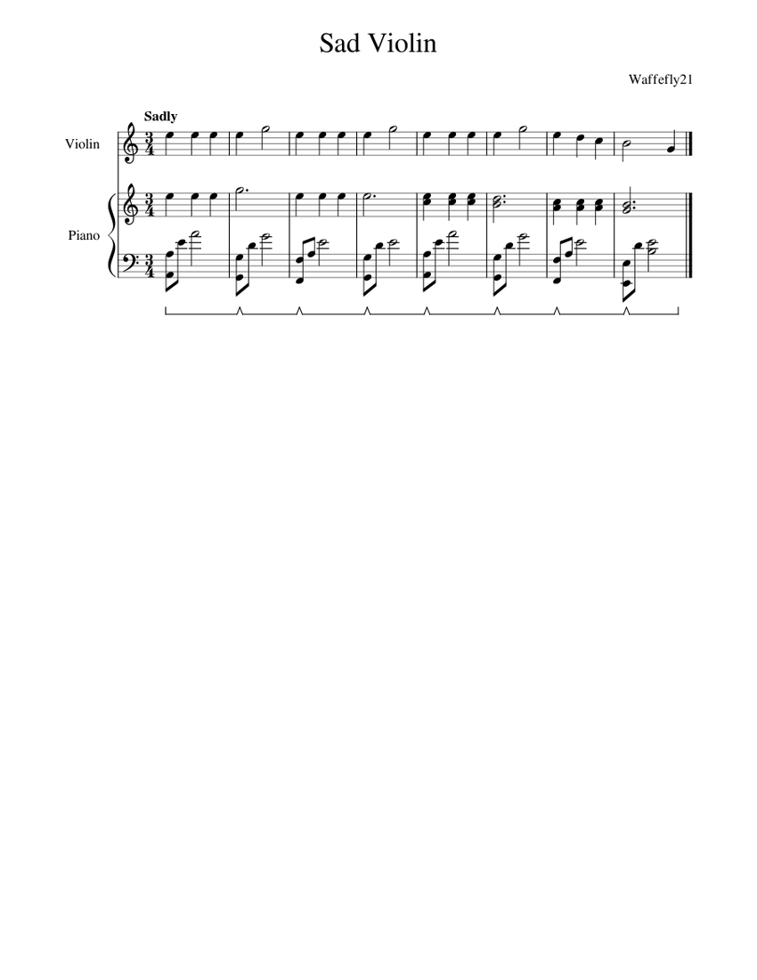 Sad Violin Meme Sheet Music for Piano, Violin (String Ensemble ...