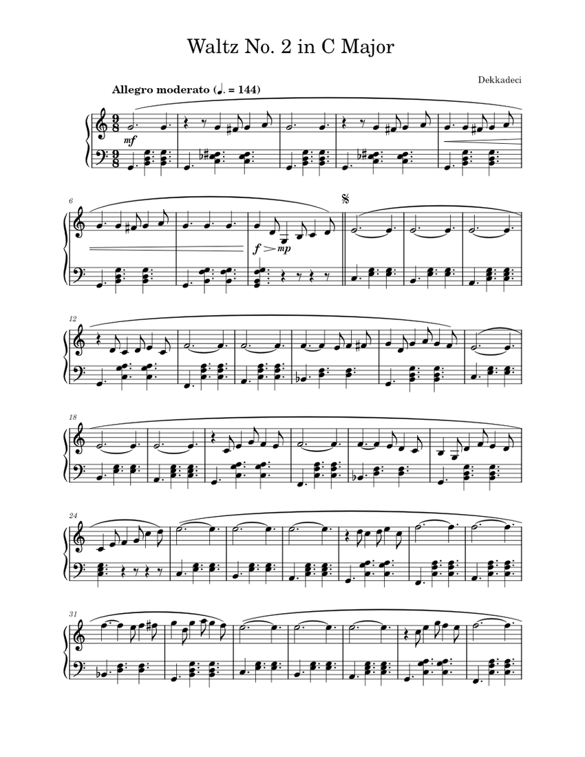 Waltz No. 2 in C Major [UCG SCORE] Sheet Music for Piano (Solo) | MuseScore.com