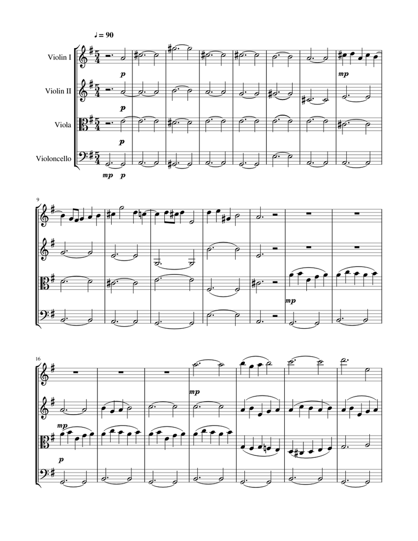 String Quartet Draft Sheet music for Violin, Viola, Cello (String ...