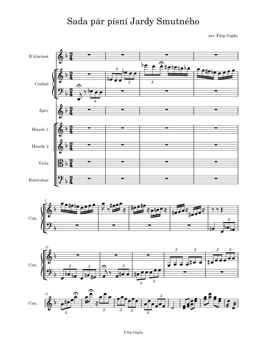 Sada pár písní Jardy Smutného - arr. Filip Gajda Sheet Music with ...