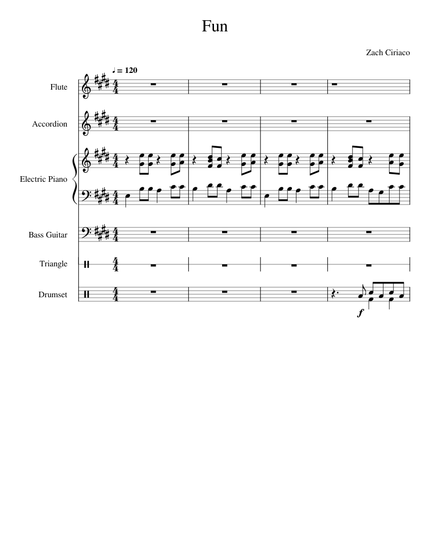 Fun Sheet music for Piano, Accordion, Flute, Bass guitar & more ...