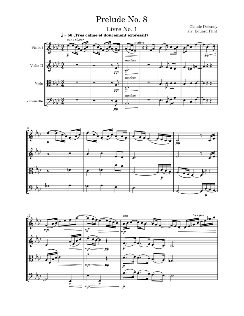 La fille aux cheveux de lin – Claude Debussy Sheet Music for Violin ...