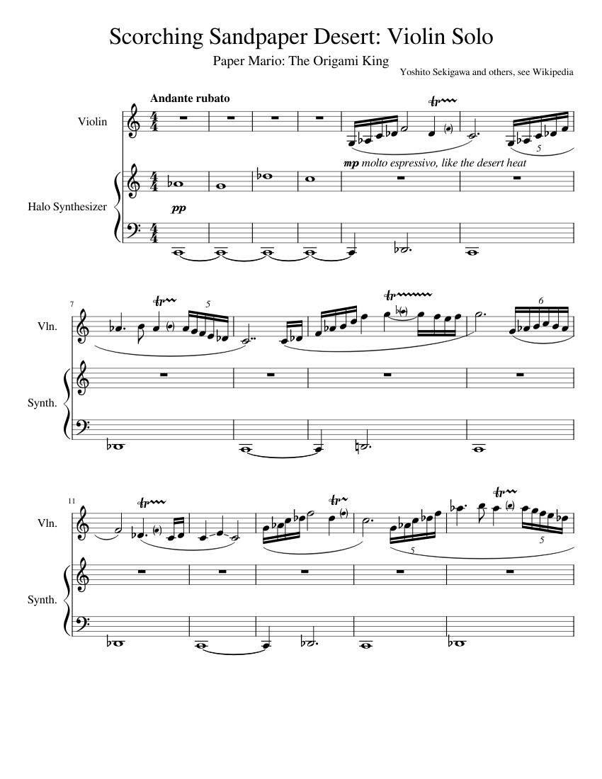 Scorching Sandpaper Desert Sheet Music for Violin, Synthesizer (Mixed ...