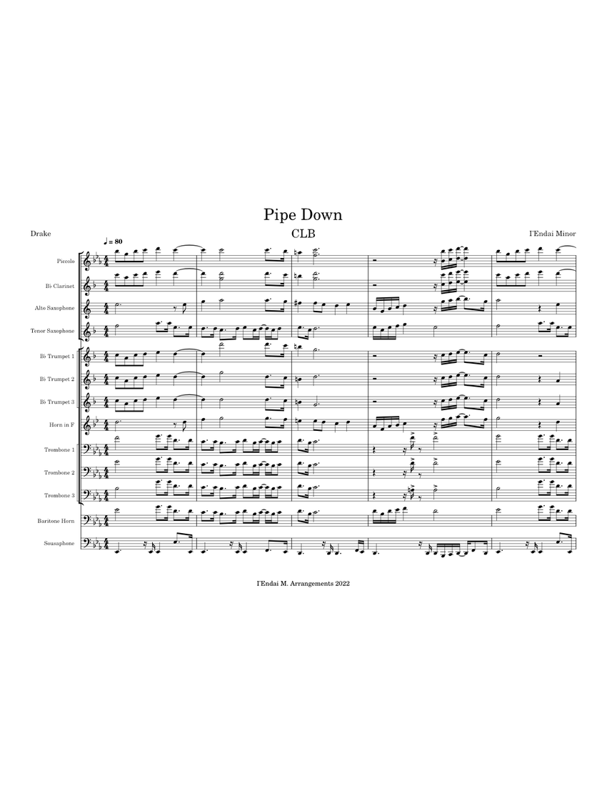 Pipe Down Sheet music for Trombone, Flute piccolo, Clarinet in b-flat ...