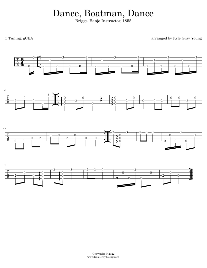 Dance, Boatman, Dance – Briggs' Banjo Instructor (ukulele tablature ...