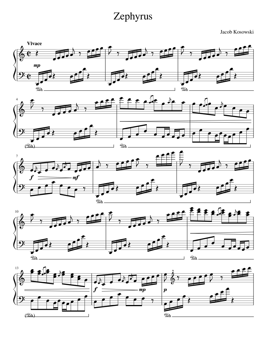 Zephyrus Sheet Music for Piano (Solo) | MuseScore.com