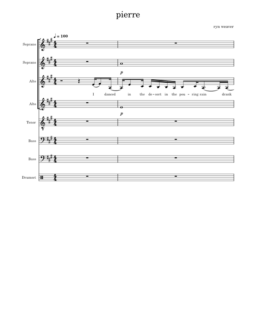 pierre - ryn weaver (major to minor) Sheet music for Soprano, Alto ...
