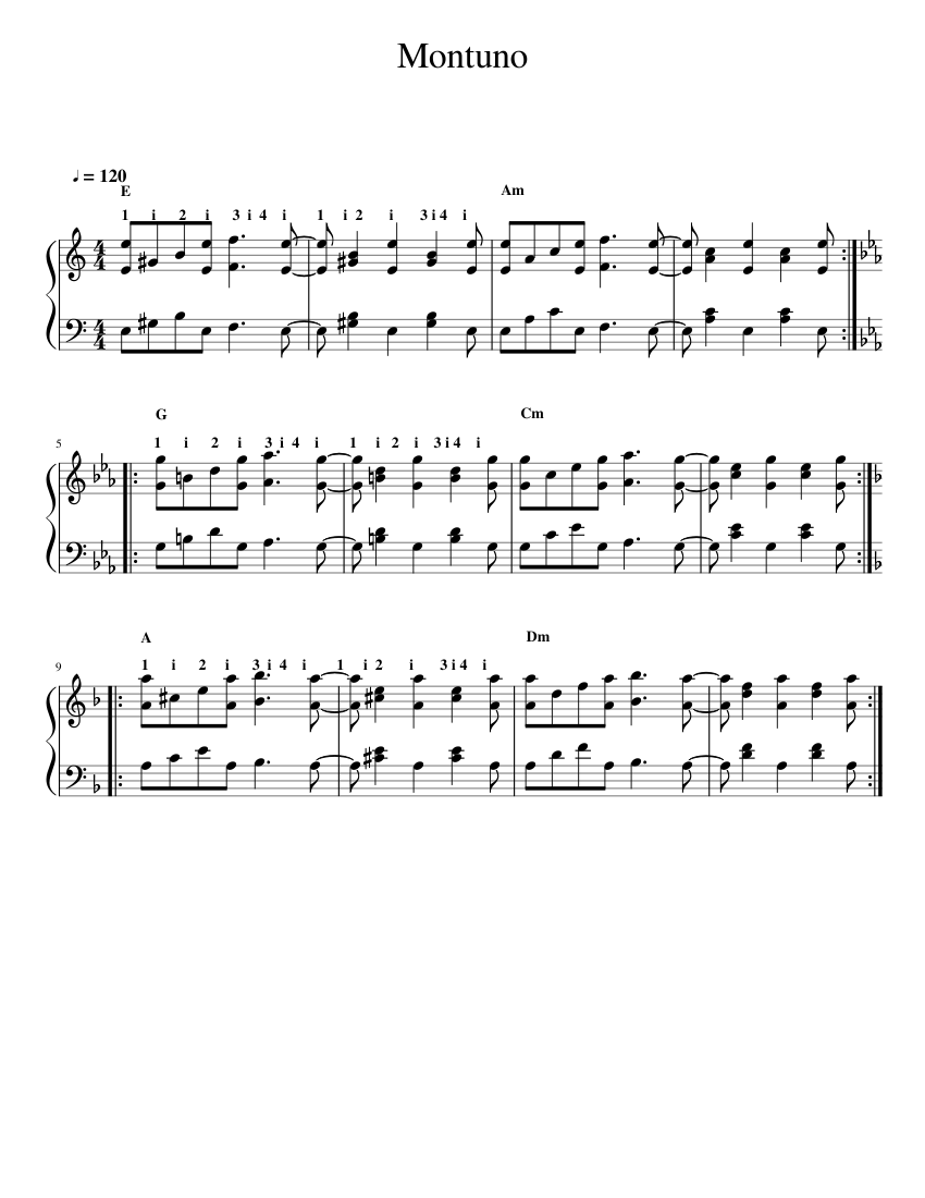 Montuno Sheet Music for Piano (Solo) Easy | MuseScore.com