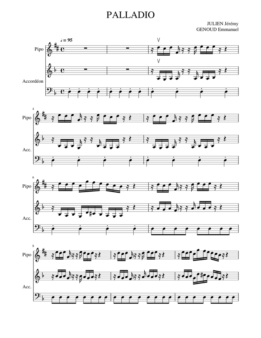 PALLADIO Sheet Music with Chords for Piano, Saxophone alto (Solo ...