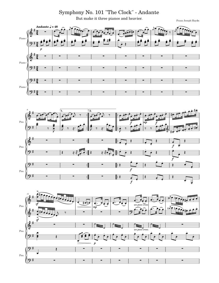 Symphony No.101 in D major, Hob.I:101 (The Clock) – Joseph Haydn II. Andante (WIP for three ...