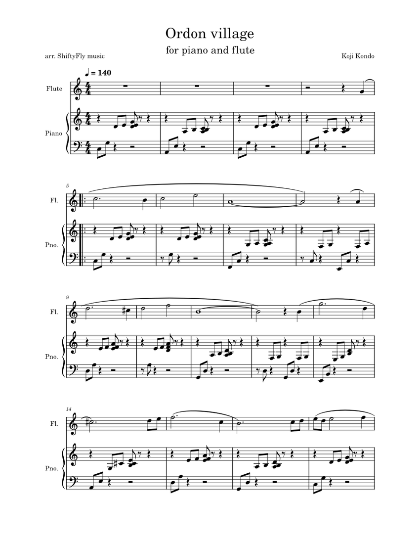 Ordon village for piano and flute Sheet music for Piano, Flute (Solo ...