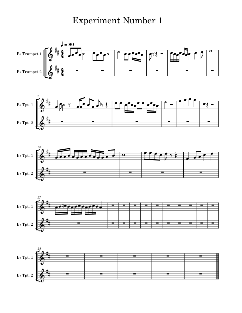 Experiment Number 1 Sheet music for Trumpet in b-flat (Solo) | Musescore.com