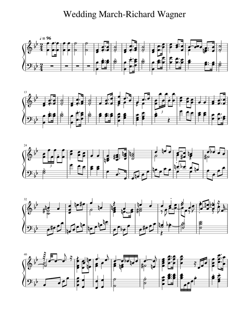 Wedding March-Richard Wagner Sheet music for Piano (Solo) | Musescore.com