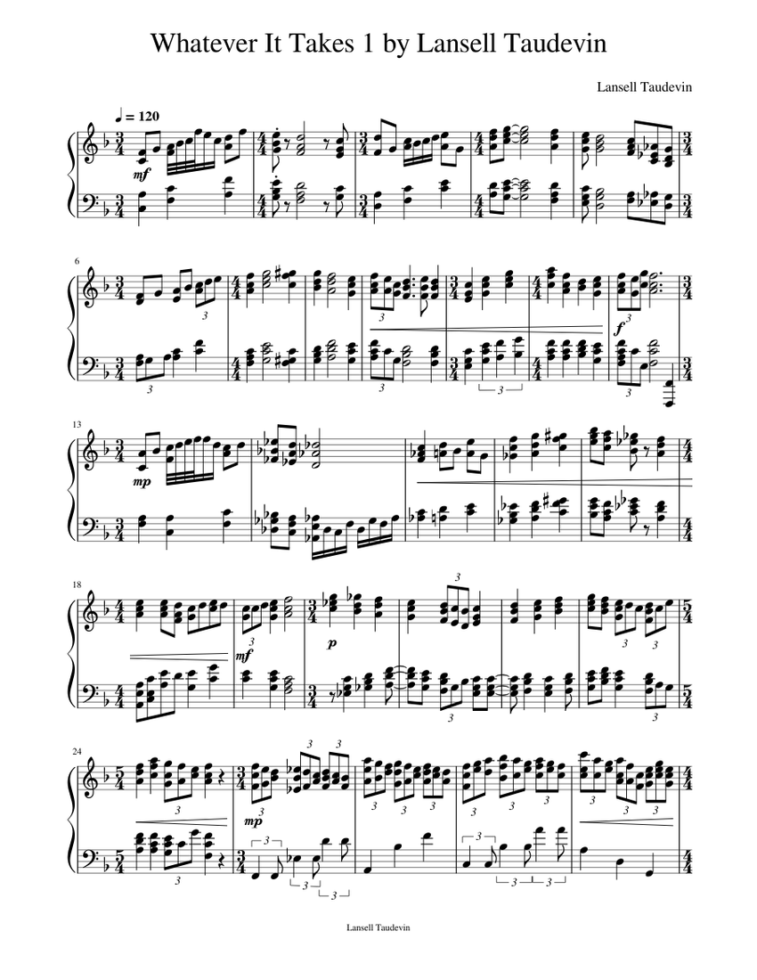 Whatever it Takes 1 by Lansell Taudevin Sheet music for Piano (Solo ...