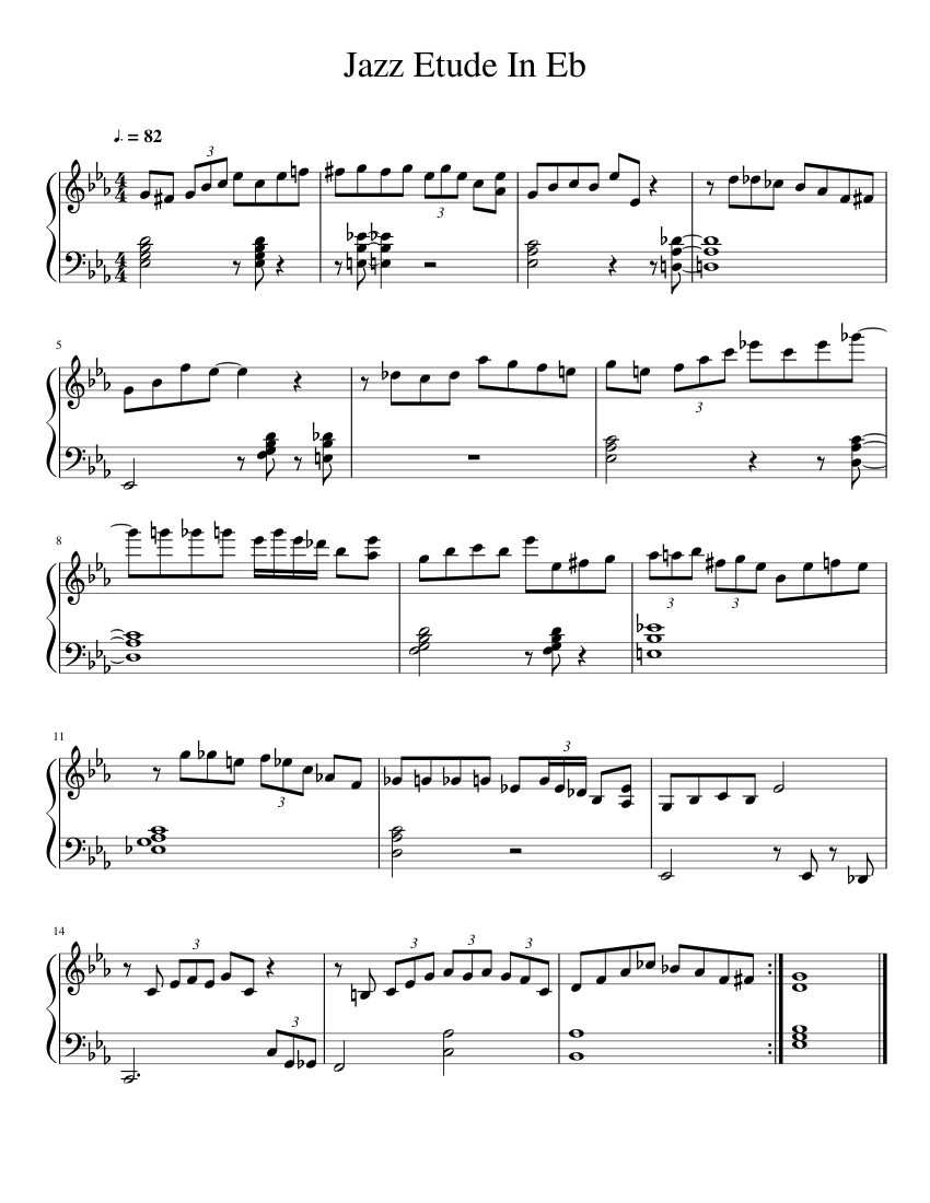 Jazz Etude In Eb Sheet Music for Piano (Solo) Easy | MuseScore.com