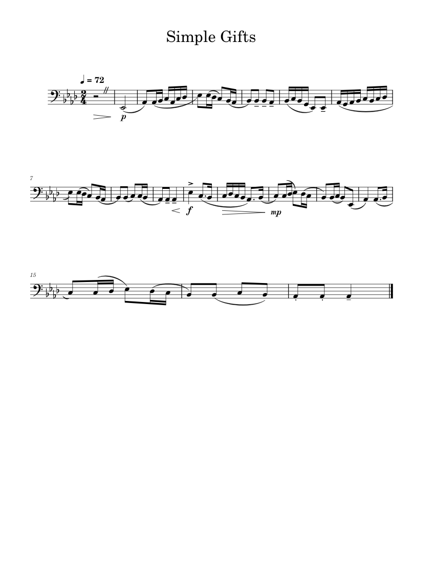 Simple Gifts – Aaron Copland Simple Gifts Sheet Music for Bassoon (Solo ...