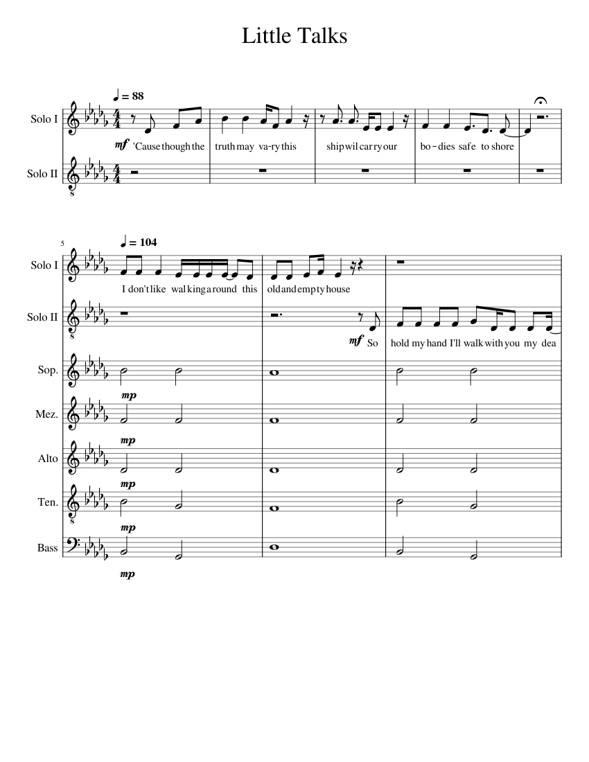 Little talks – Of Monsters and Men Sheet Music for Piano (A Capella ...