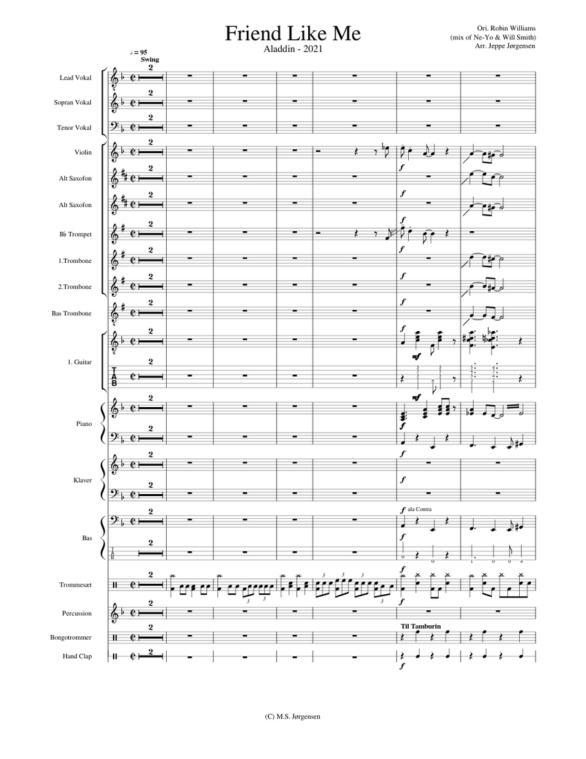 Aladdin Friend Like me vers. 2 Færdig Kun kor mangler Sheet Music and ...