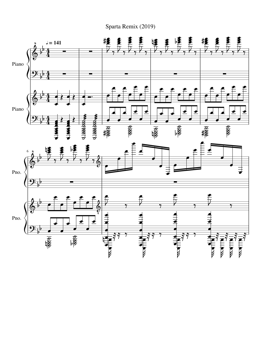 Sparta Remix Sheet Music for Piano (Piano Duo) | MuseScore.com