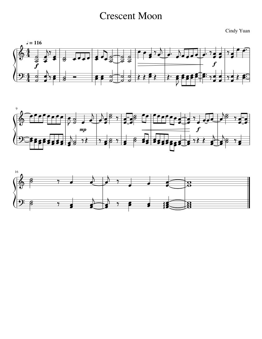 Crescent Moon Sheet music for Piano (Solo) Easy | Musescore.com