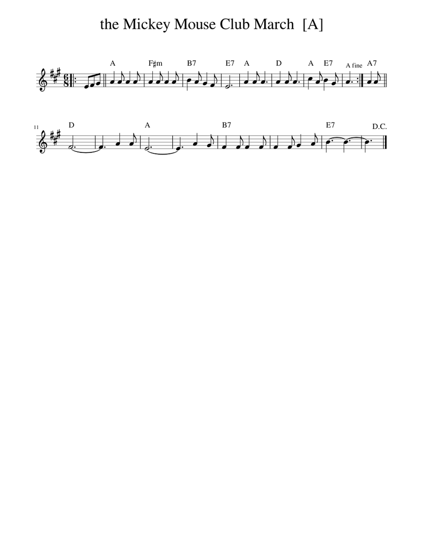 the Mickey Mouse Club March Sheet music for Piano (Solo) Easy ...