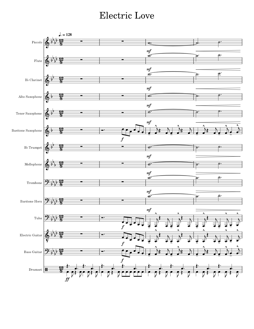 Electric love – BØRNS Sheet music for Trombone, Tuba, Mellophone, Flute ...