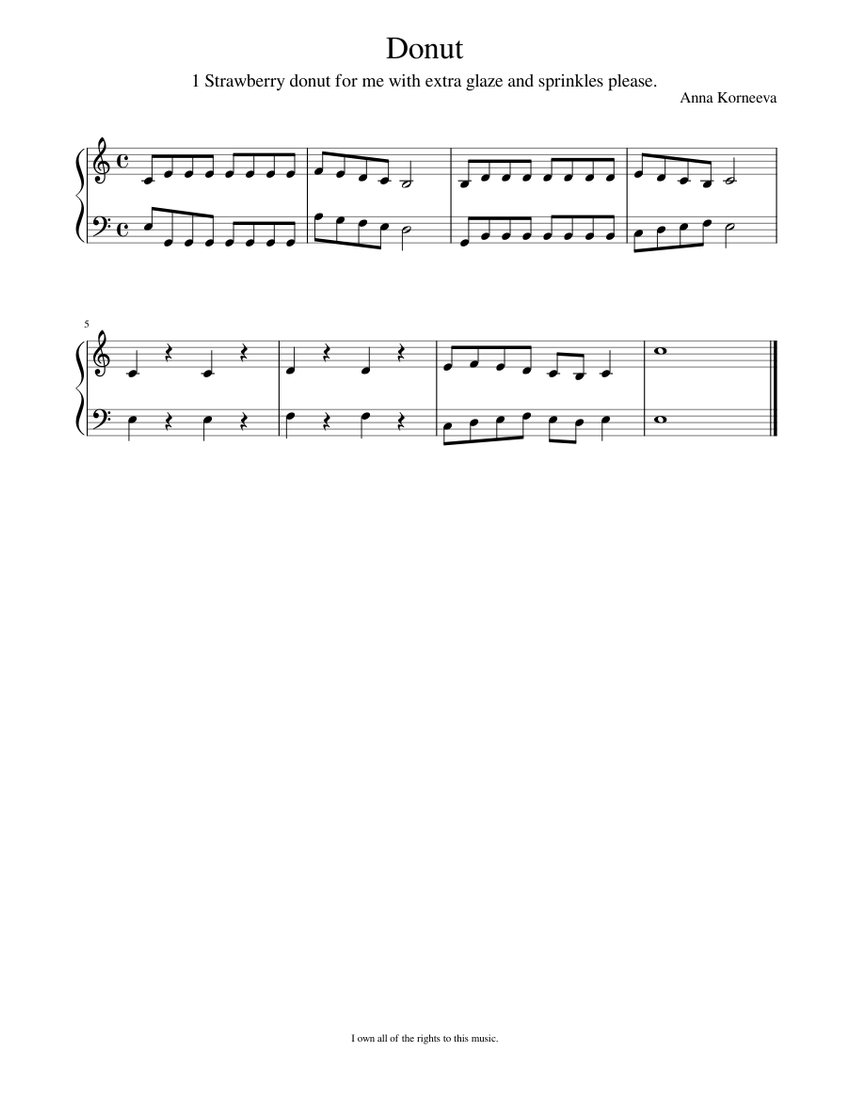 Donut Sheet music for Piano (Solo) Easy | Musescore.com