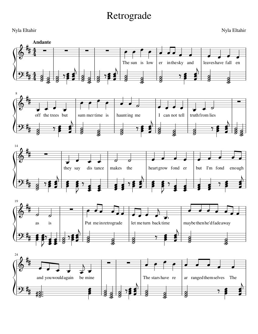 Retrograde Sheet music for Piano (Solo) | Musescore.com