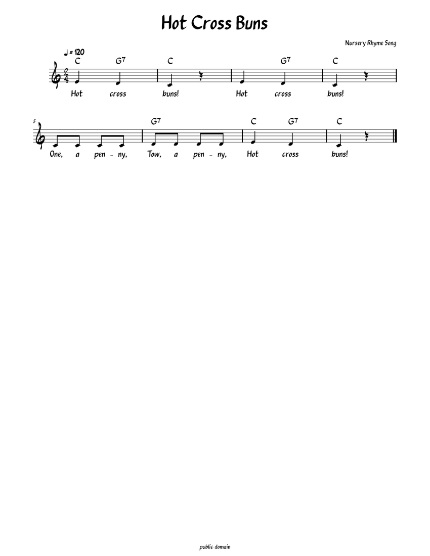 Hot Cross Buns (Lead sheet with lyrics ) Sheet Music with Chords for ...