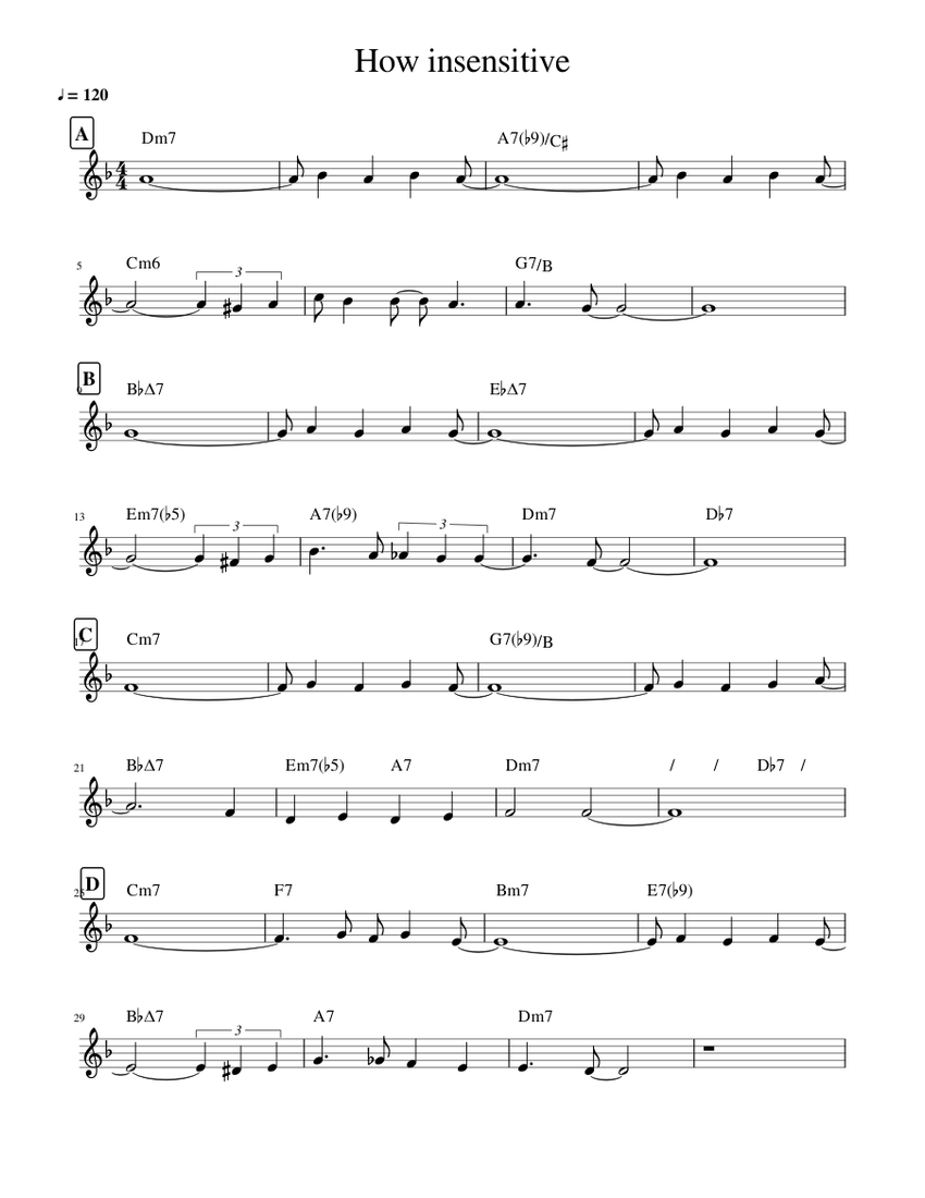 How insensitive Sheet music for Piano (Solo) | Musescore.com