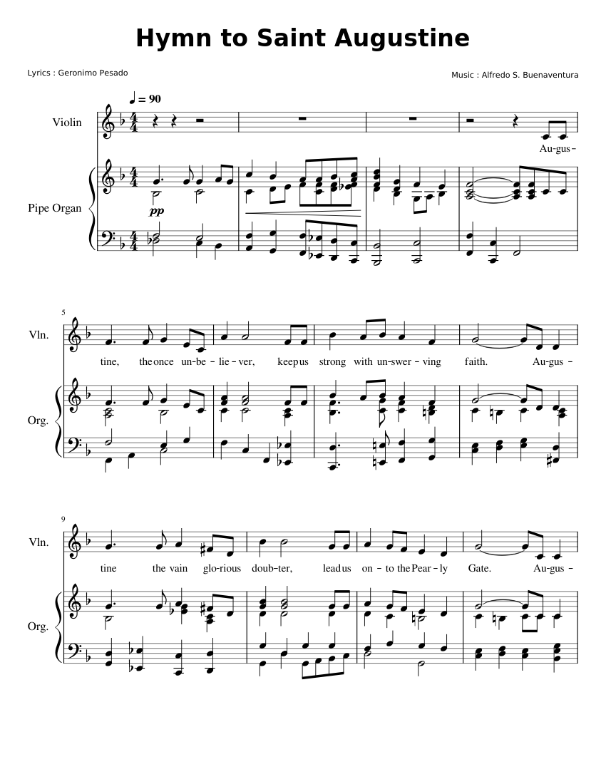Hymn to Saint Augustine – Alfredo Buenaventura Hymn to Saint Augustine Sheet music for Organ ...