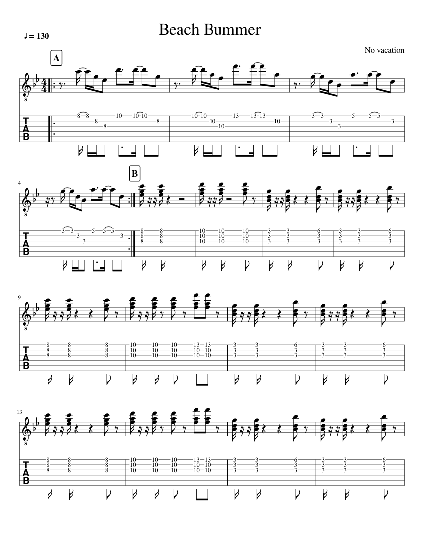 Beach Bummer Sheet music for Guitar (Mixed Duet) | Musescore.com
