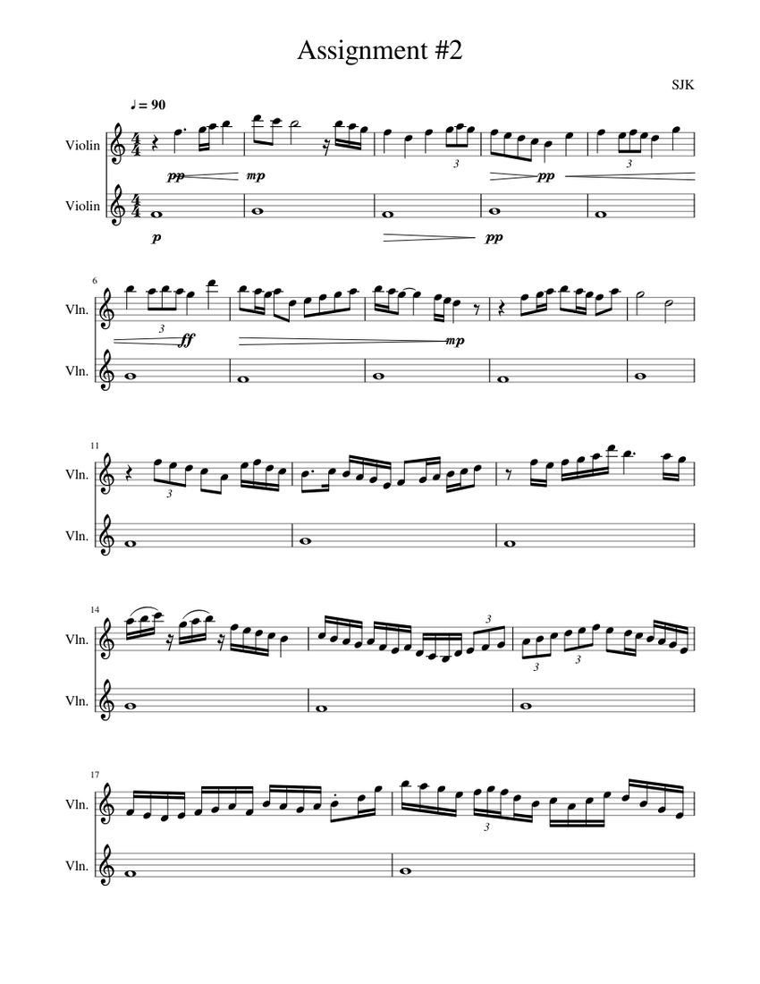Assignment 2 Sheet music for Violin (String Duet) | Musescore.com