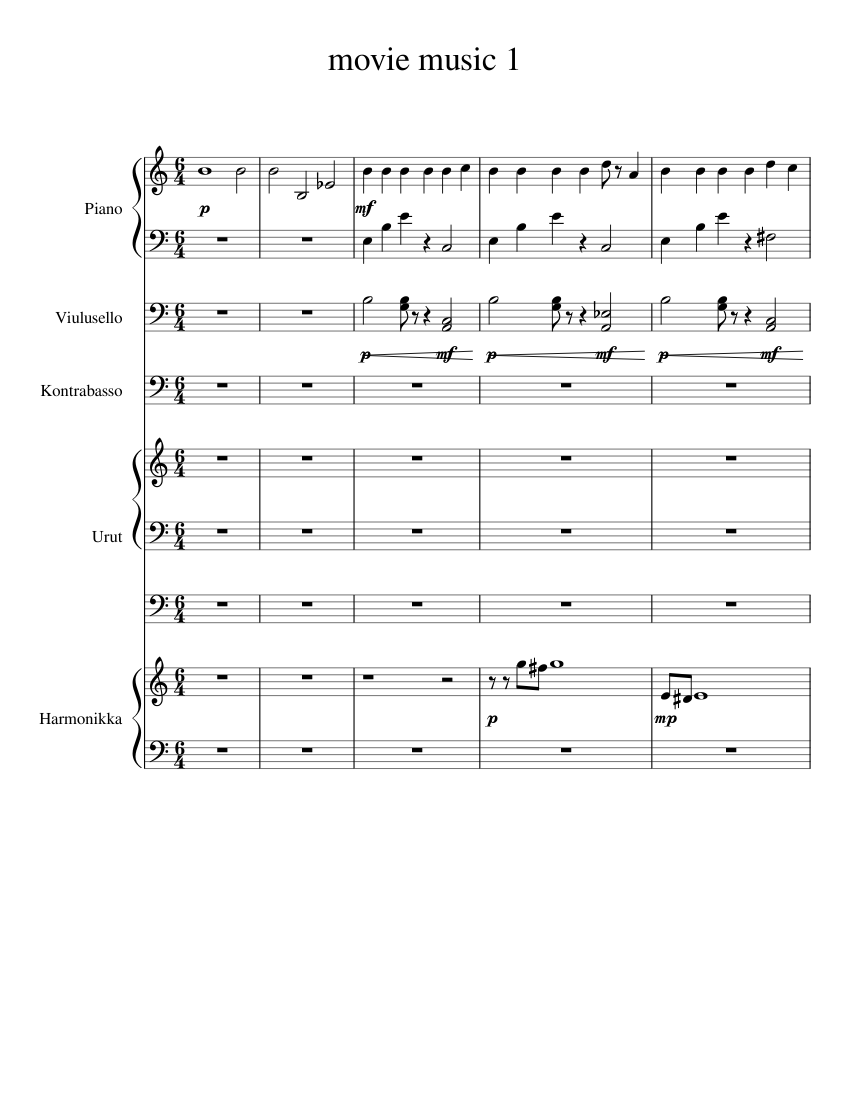 movie music 1 Sheet music for Piano, Accordion, Organ, Contrabass ...