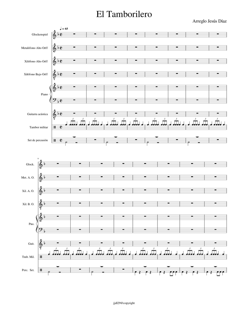 El Tamborilero – Villancicos El Tamborilero Sheet music for Piano ...