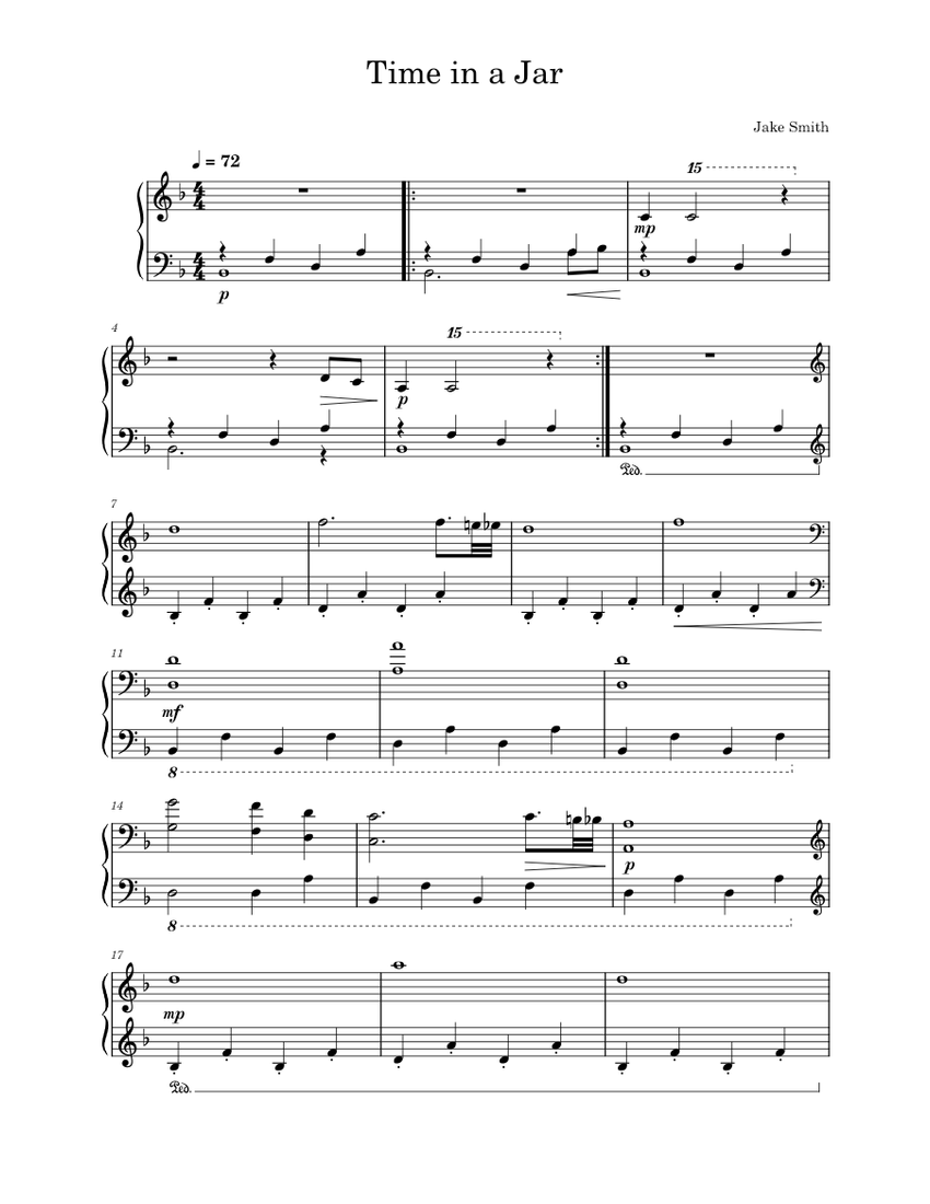 Time in a Jar Sheet music for Piano (Solo) | Musescore.com