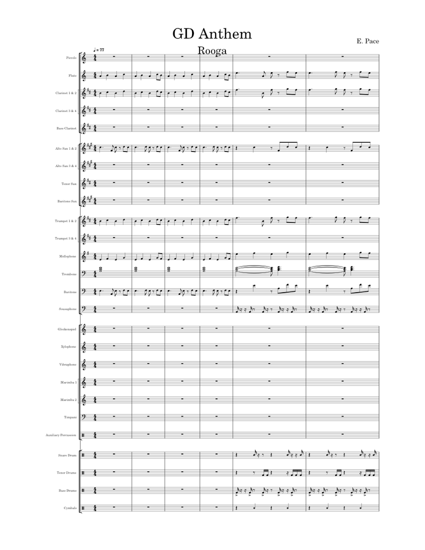 GD Anthem Sheet music for Trombone, Flute piccolo, Flute, Clarinet in b ...