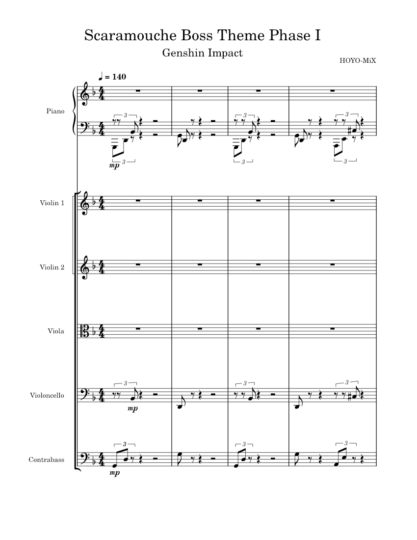 Scaramouche Boss Theme Phase I – HOYO-MiX from Genshin Impact Sheet Music for Piano, Contrabass ...