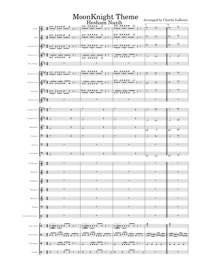 Moon Knight – Hesham Nazih moonknight standtune Sheet Music for ...