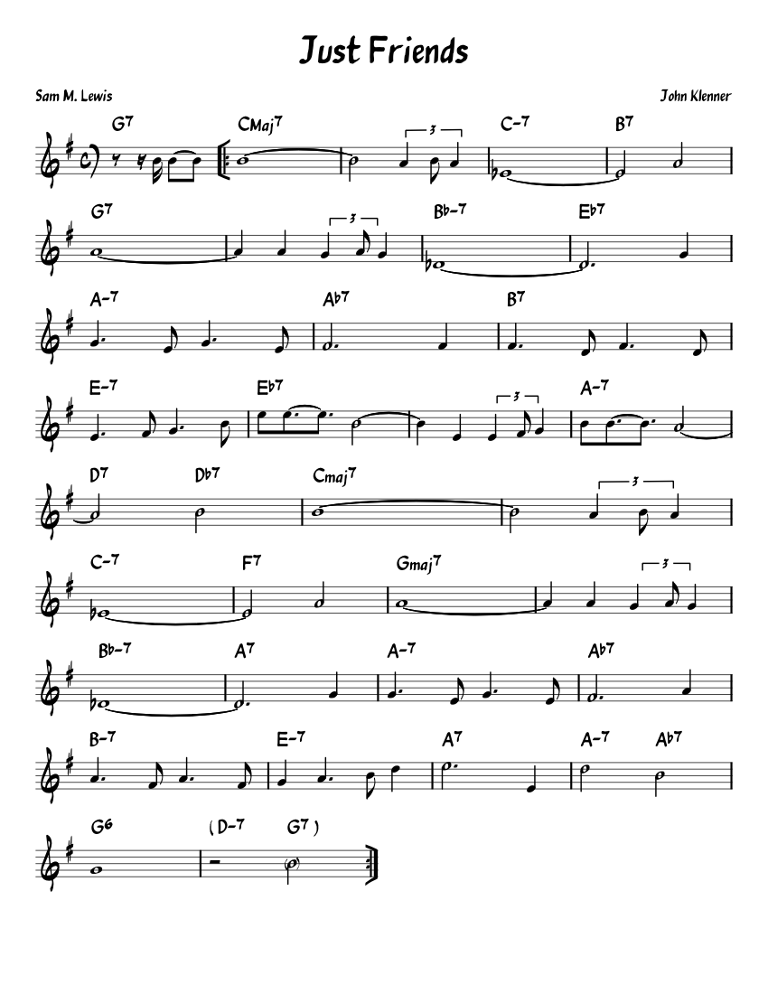 Just Friends Sheet music for Piano (Solo) | Musescore.com